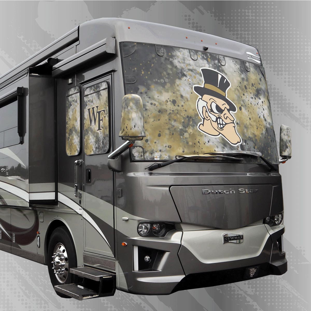 Custom Printed Collegiate Windshield Shades - Class A RV